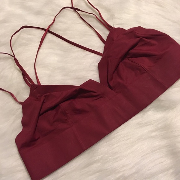 Intimates & Sleepwear | Burgundy Red Triangle Caged Cutout Bralette Bra ...